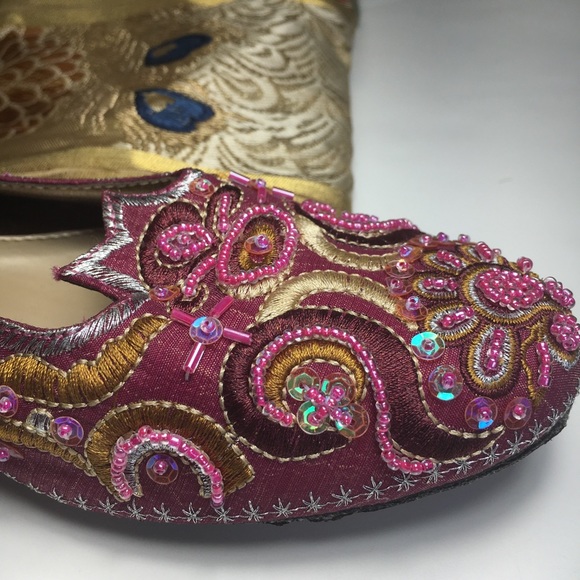 JDM | Shoes | Jdm Beaded Burgundy Slip On With Heel | Poshmark